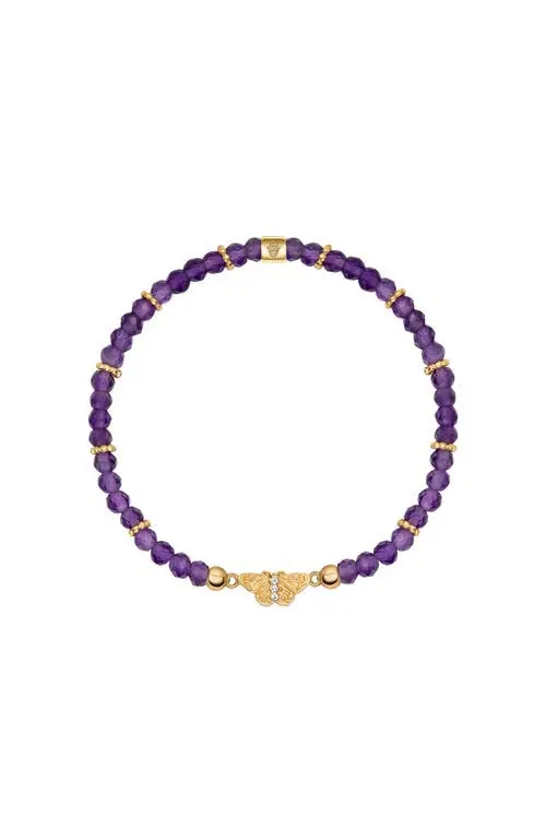 KARMA AND LUCK Amethyst Butterfly Charm Bracelet - Purple/gold