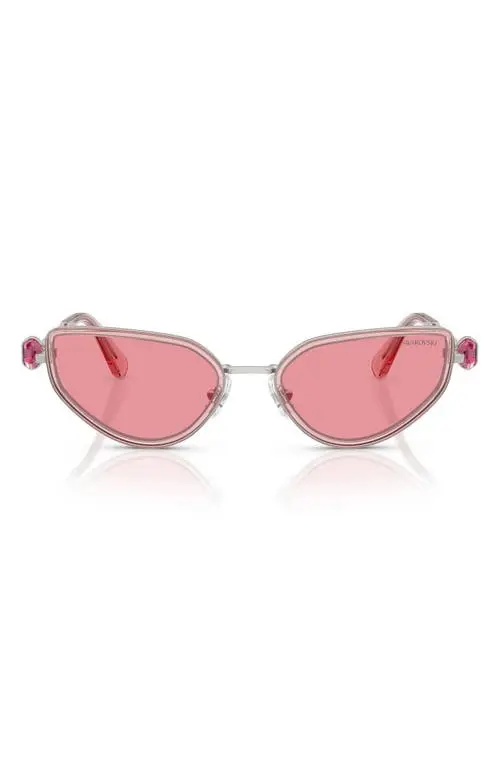 SWAROVSKI 56mm Irregular Sunglasses - Silver Pink
