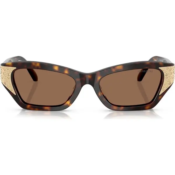 SWAROVSKI 50mm Cat Eye Sunglasses - Dark Havana