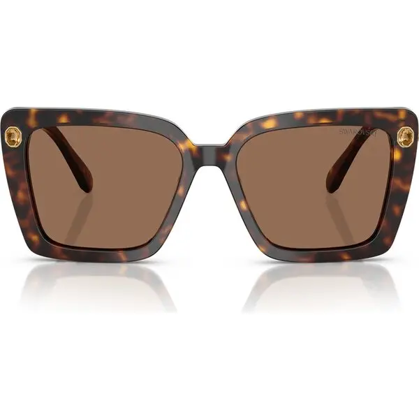 SWAROVSKI 55mm Square Sunglasses - Havana
