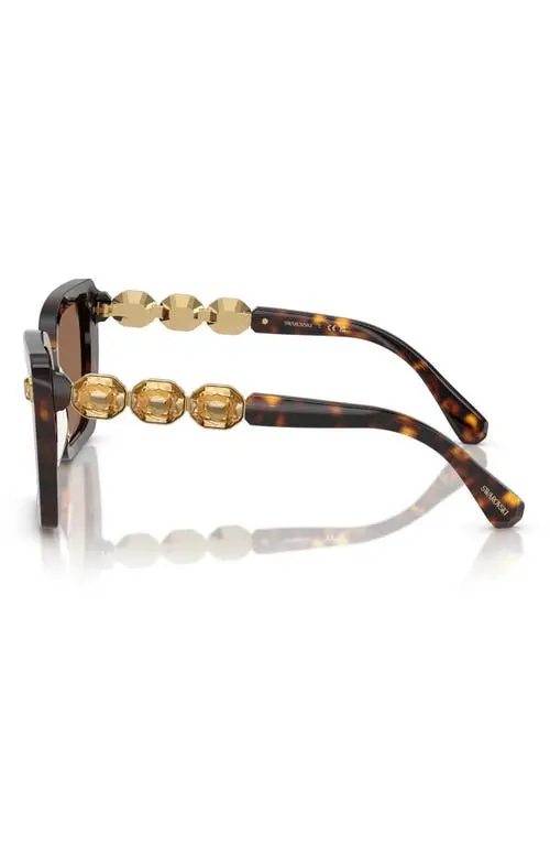 SWAROVSKI 55mm Square Sunglasses - Havana