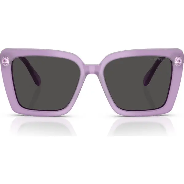 SWAROVSKI 55mm Square Sunglasses - Milky Lilac/ Dark Grey