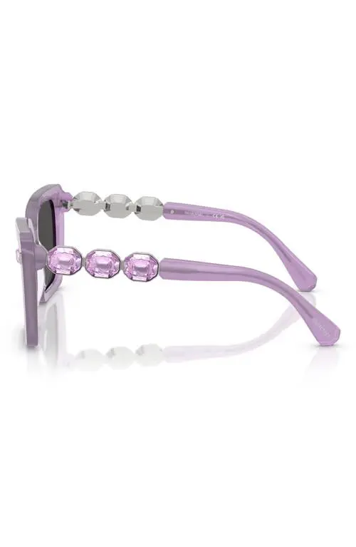 SWAROVSKI 55mm Square Sunglasses - Milky Lilac/ Dark Grey