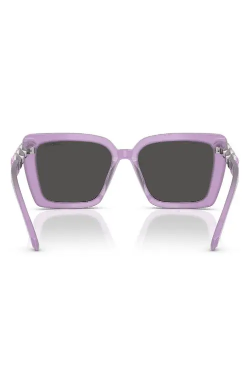 SWAROVSKI 55mm Square Sunglasses - Milky Lilac/ Dark Grey