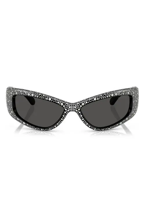 SWAROVSKI 60mm Irregular Sunglasses - Black