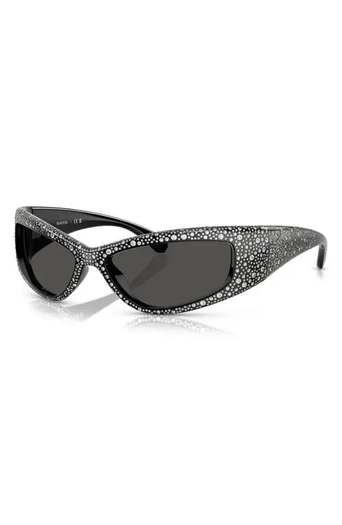 SWAROVSKI 60mm Irregular Sunglasses - Black