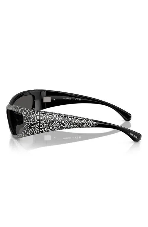 SWAROVSKI 60mm Irregular Sunglasses - Black
