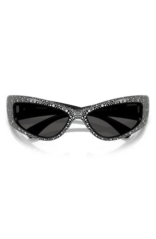 SWAROVSKI 60mm Irregular Sunglasses - Black