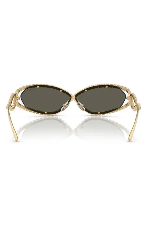 SWAROVSKI 65mm Irregular Sunglasses - Gold
