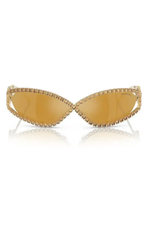 SWAROVSKI 65mm Irregular Sunglasses - Gold