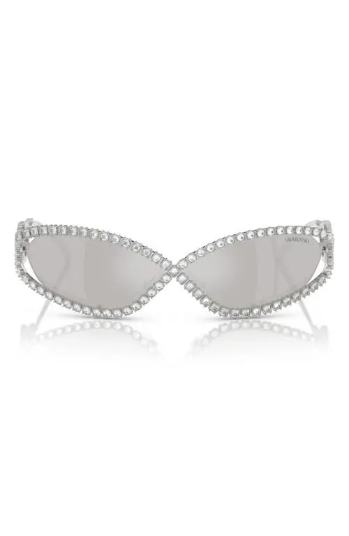 SWAROVSKI 65mm Irregular Sunglasses - Silver