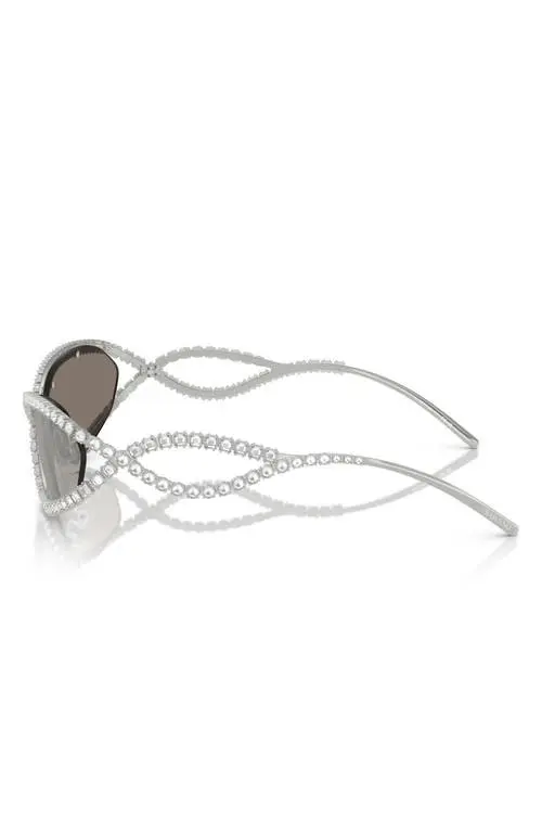 SWAROVSKI 65mm Irregular Sunglasses - Silver