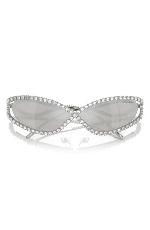 SWAROVSKI 65mm Irregular Sunglasses - Silver