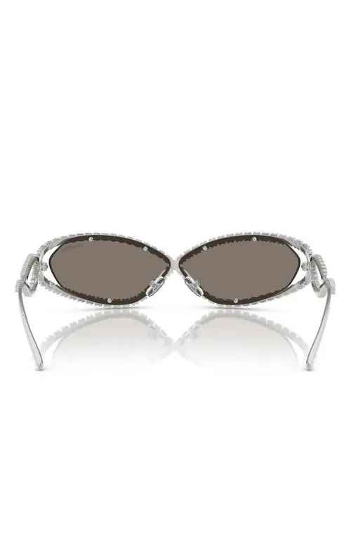 SWAROVSKI 65mm Irregular Sunglasses - Silver