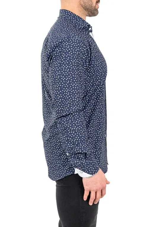 MACEOO Einstein Paisley Print Stretch Button-up Shirt