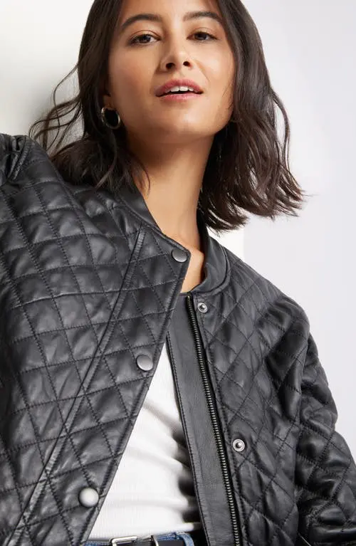 Caslon Quilted Leather Moto Jacket