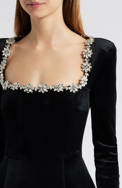 NADINE MERABI Kimberly Embellished Velvet Minidress