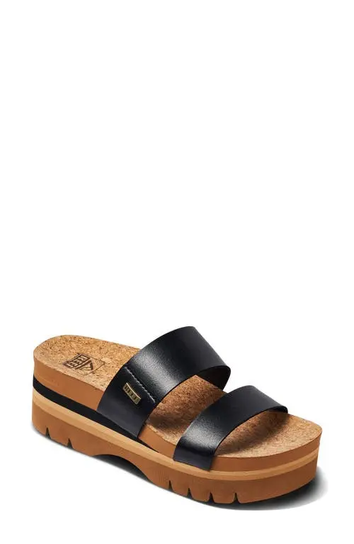 Reef Cushion Vista Higher Platform Slide Sandal - Black