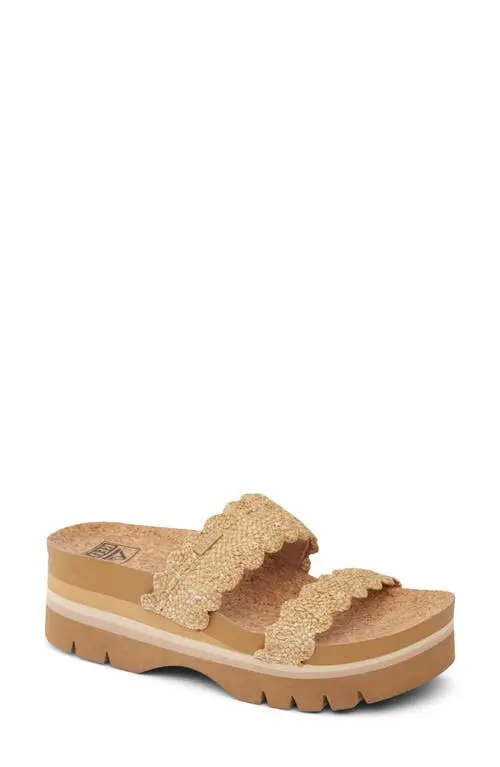 Reef Cushion Vista Higher Platform Slide Sandal - Scalloped Tan