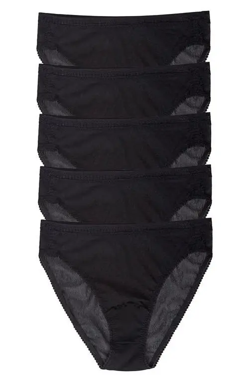 ON GOSSAMER 5-pack Mesh High Cut Briefs - Black