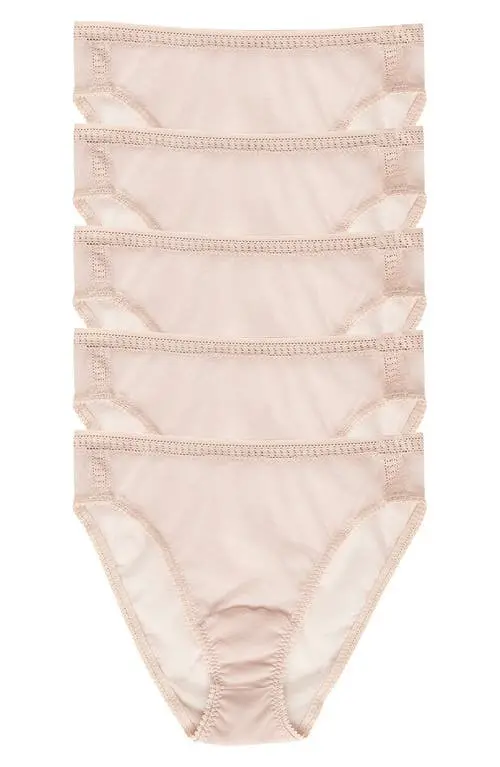 ON GOSSAMER 5-pack Mesh High Cut Briefs - Champagne