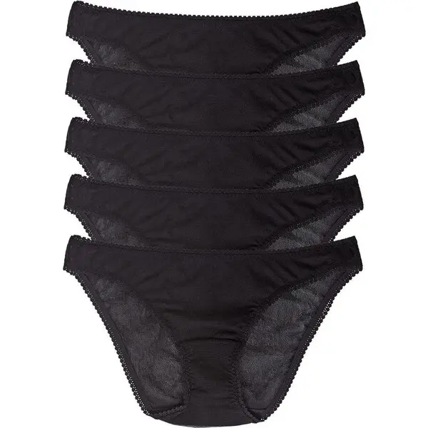 ON GOSSAMER 5-pack Mesh Hip Bikinis - Black