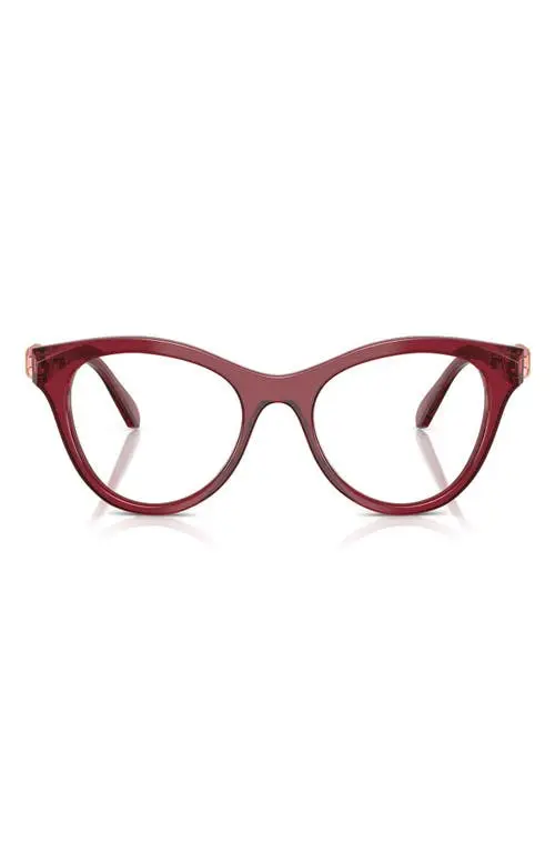 SWAROVSKI 52mm Round Eyeglasses - Burgundy