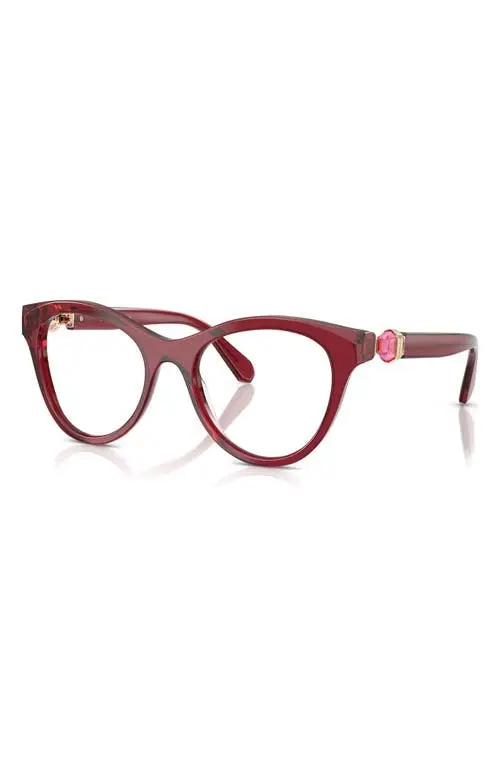 SWAROVSKI 52mm Round Eyeglasses - Burgundy