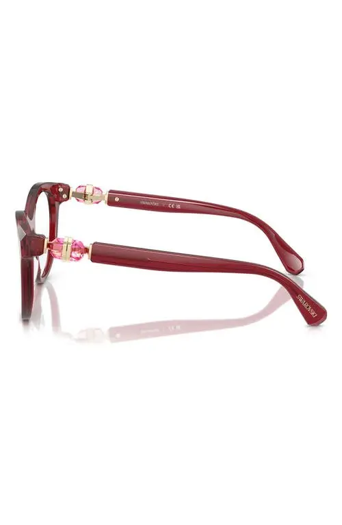 SWAROVSKI 52mm Round Eyeglasses - Burgundy