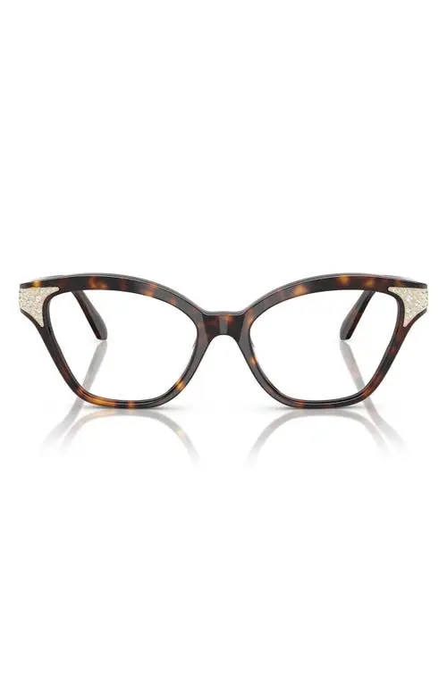SWAROVSKI 52mm Cat Eye Optical Glasses - Dark Havana
