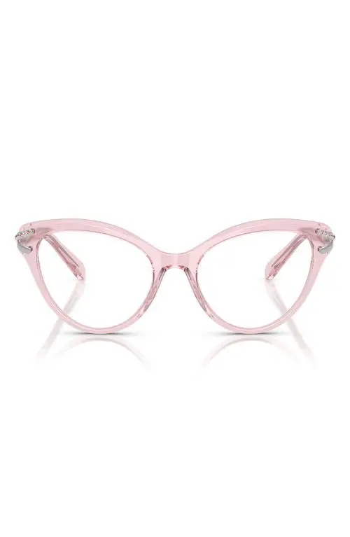 SWAROVSKI 53mm Cat Eye Optical Glasses - Transparent Pink