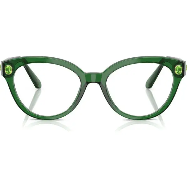 SWAROVSKI 54mm Round Frame Eyeglasses - Green