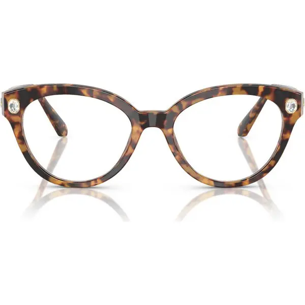SWAROVSKI 54mm Round Frame Eyeglasses - Lite Havana