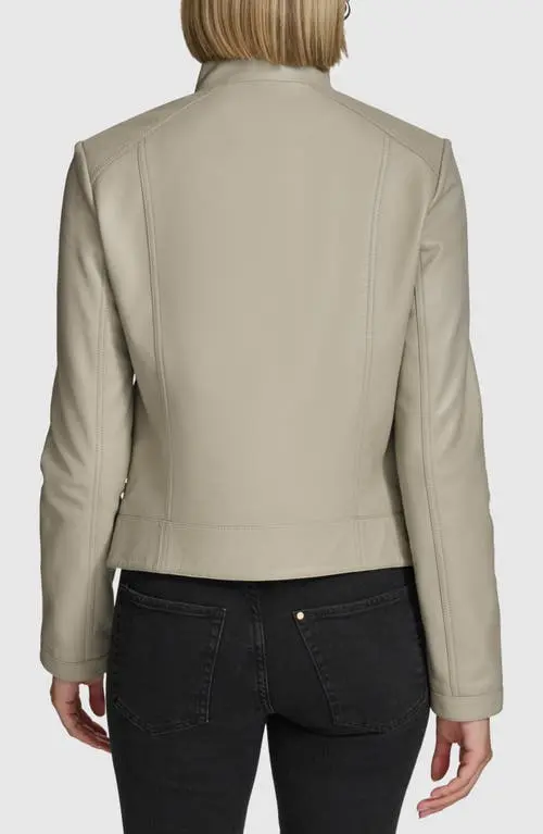 Andrew Marc Rowan Leather Racer Jacket - Stone