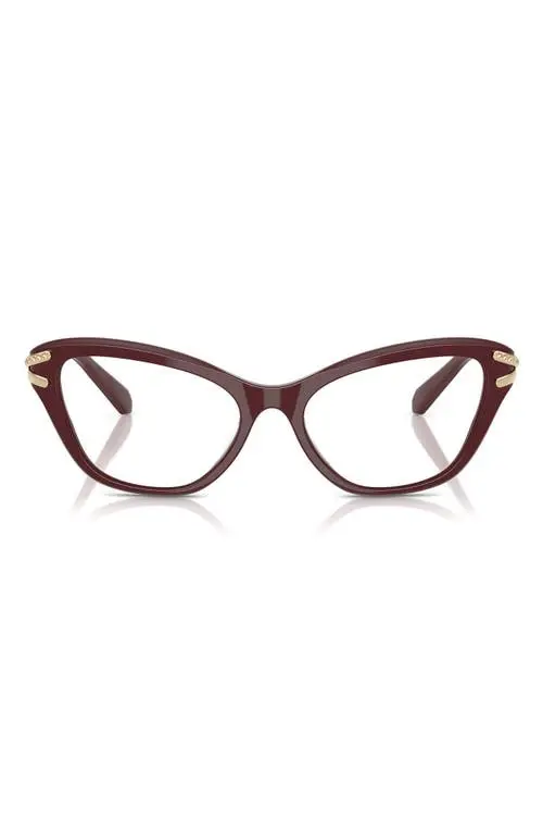SWAROVSKI 53mm Cat Eye Optical Glasses - Burgundy