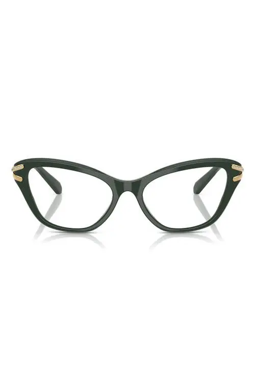 SWAROVSKI 53mm Cat Eye Optical Glasses - Dark Green