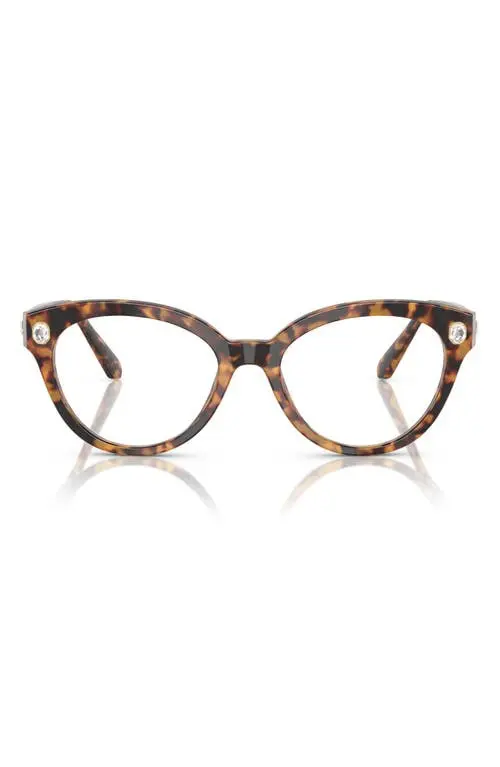 SWAROVSKI 52mm Round Eyeglasses - Lite Havana