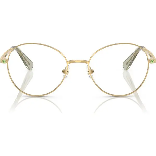 SWAROVSKI 54mm Round Frame Eyeglasses - Shiny Gold