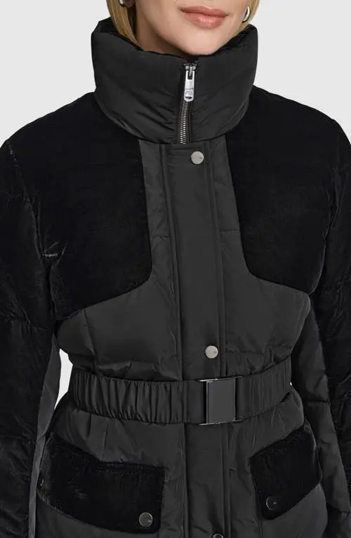Andrew Marc Kempsey Belted Mixed Media Coat