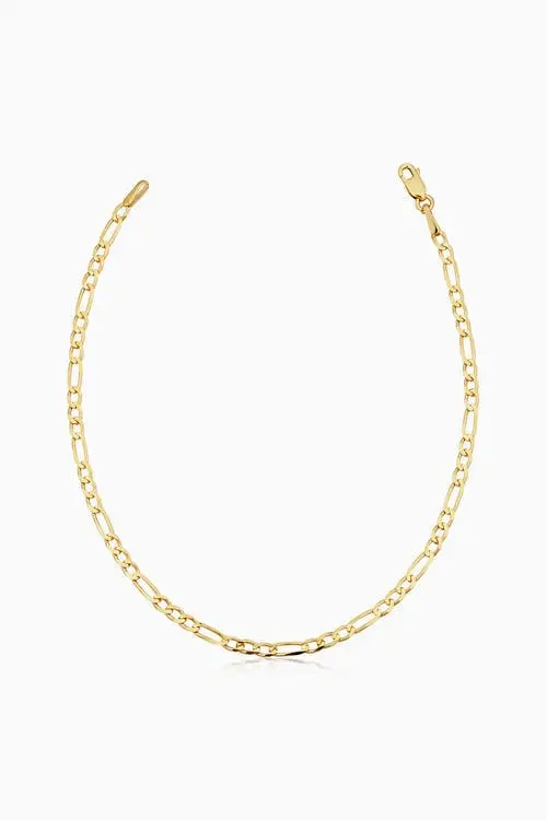 ORADINA 14k Gold Florentine Figaro Petite Anklet - Yellow Gold