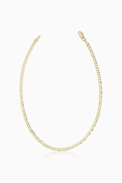 ORADINA 14k Gold Carmine Curb Petite Anklet - Yellow Gold
