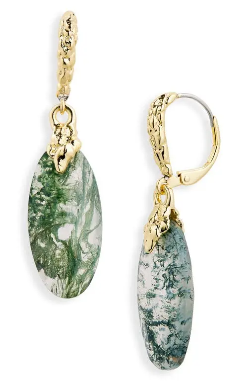 Alexis Bittar Brut Moss Agate Drop Earrings