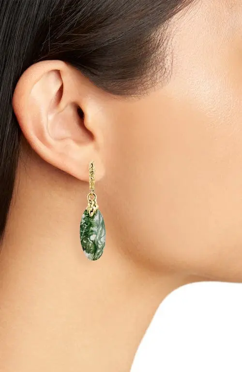 Alexis Bittar Brut Moss Agate Drop Earrings