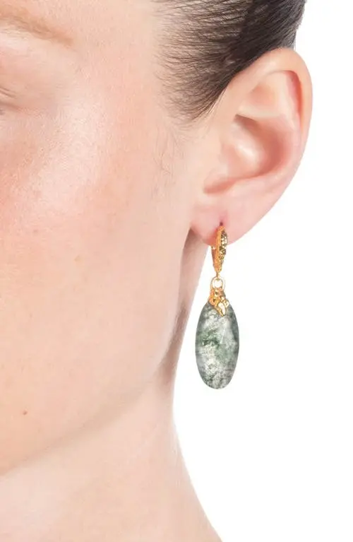 Alexis Bittar Brut Moss Agate Drop Earrings