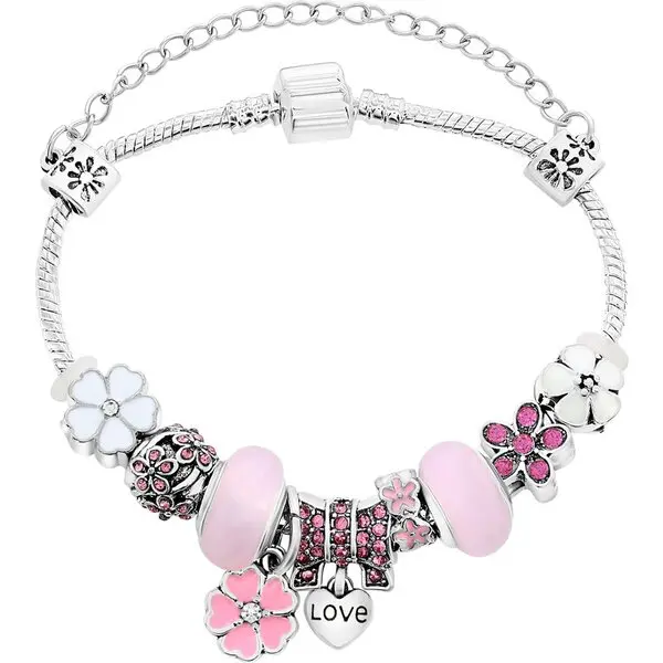 DONATELLO GIAN Crystal Charm Bracelet - Pink