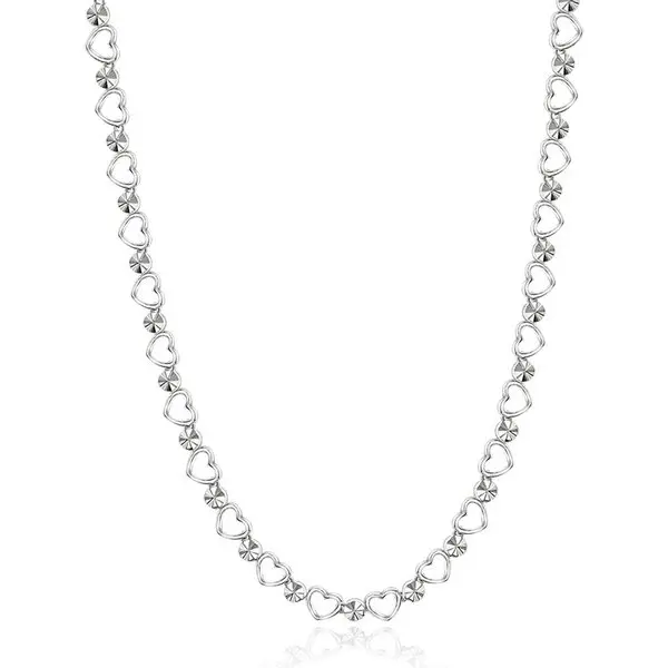 DONATELLO GIAN Name' Diamond Cut And Heart Necklace - Silver