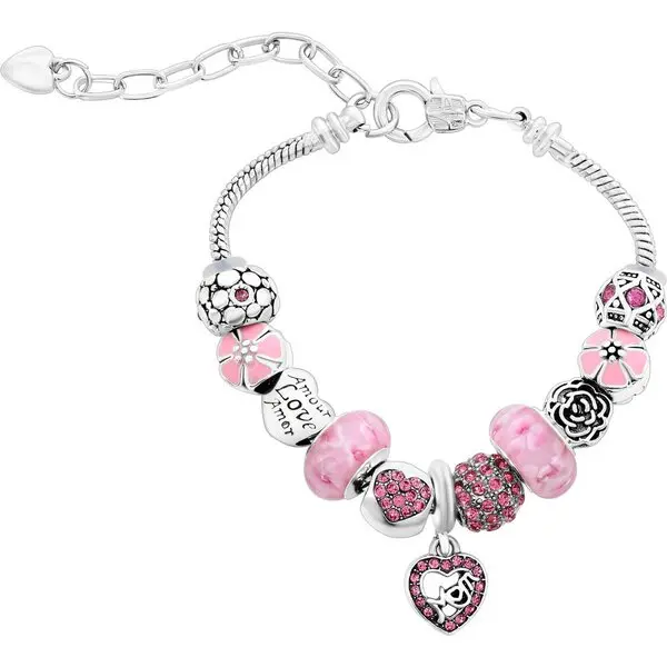 DONATELLO GIAN Name Crystal Charm Bracelet - Pink