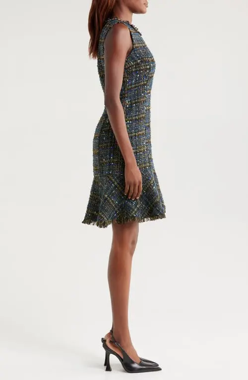 TAHARI ASL Chain Detail Tweed Dress