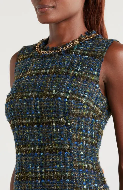 Tahari Asl Chain Detail Tweed Dress - Black Mult | Editorialist