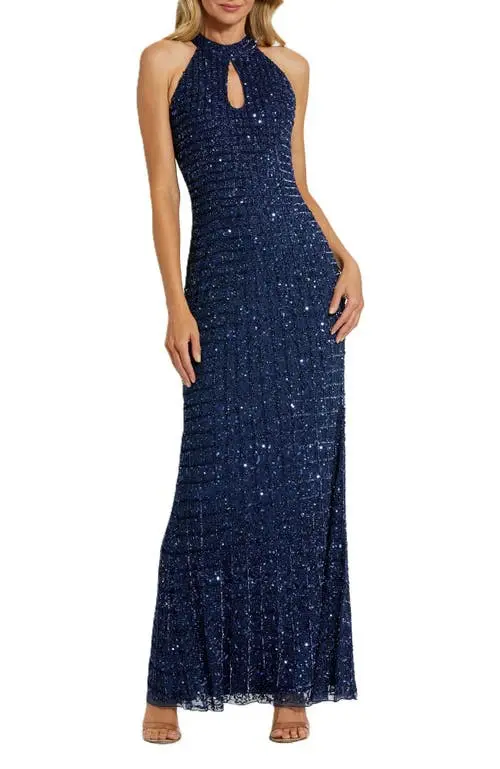 Mac Duggal Embellished Halterneck Gown - Midnight